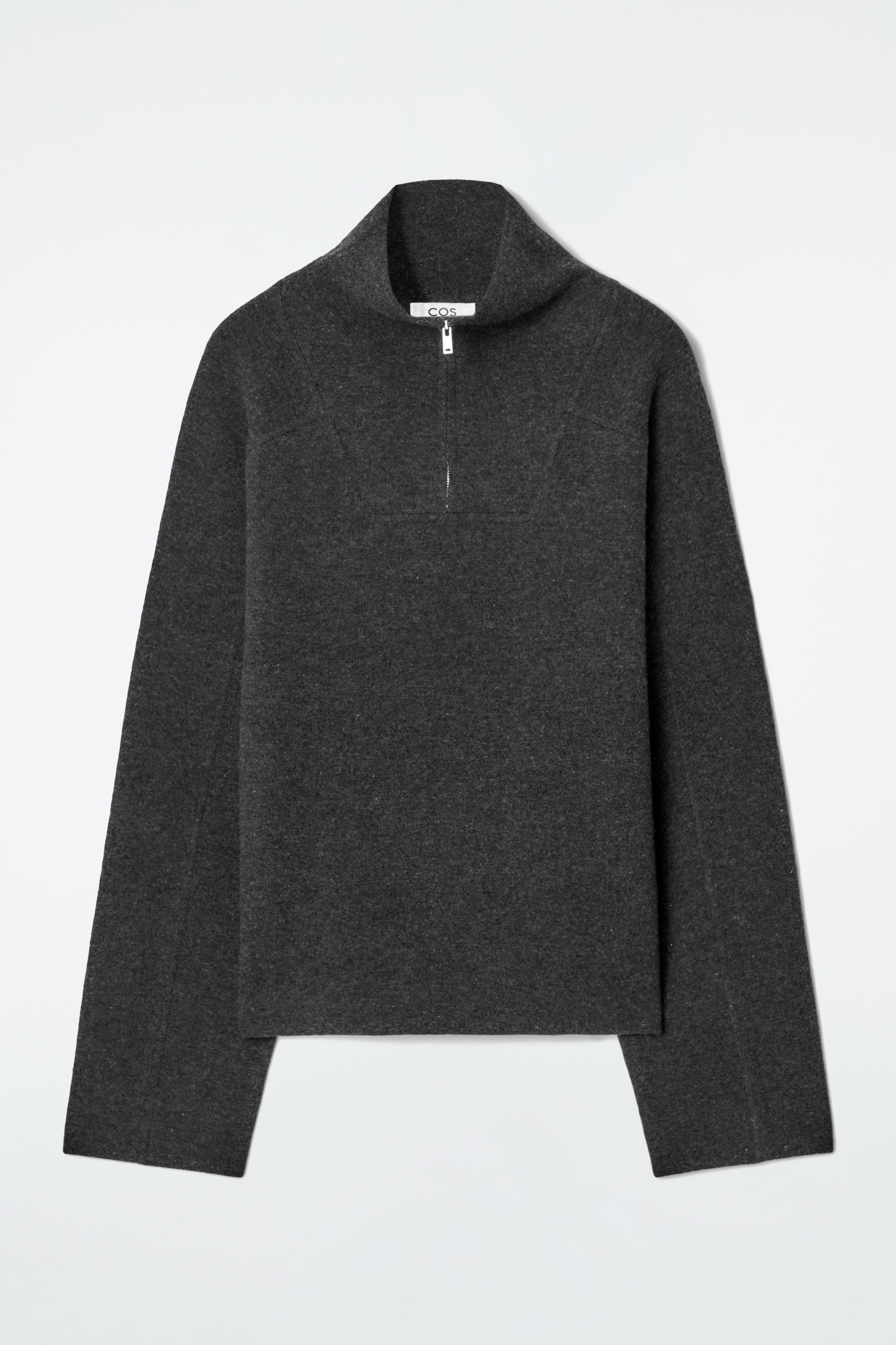 MERINO WOOL HALF-ZIP JUMPER - CHARCOAL MÉLANGE MERINO WOOL HALF-ZIP JUMPER - CHARCOAL MÉLANGE