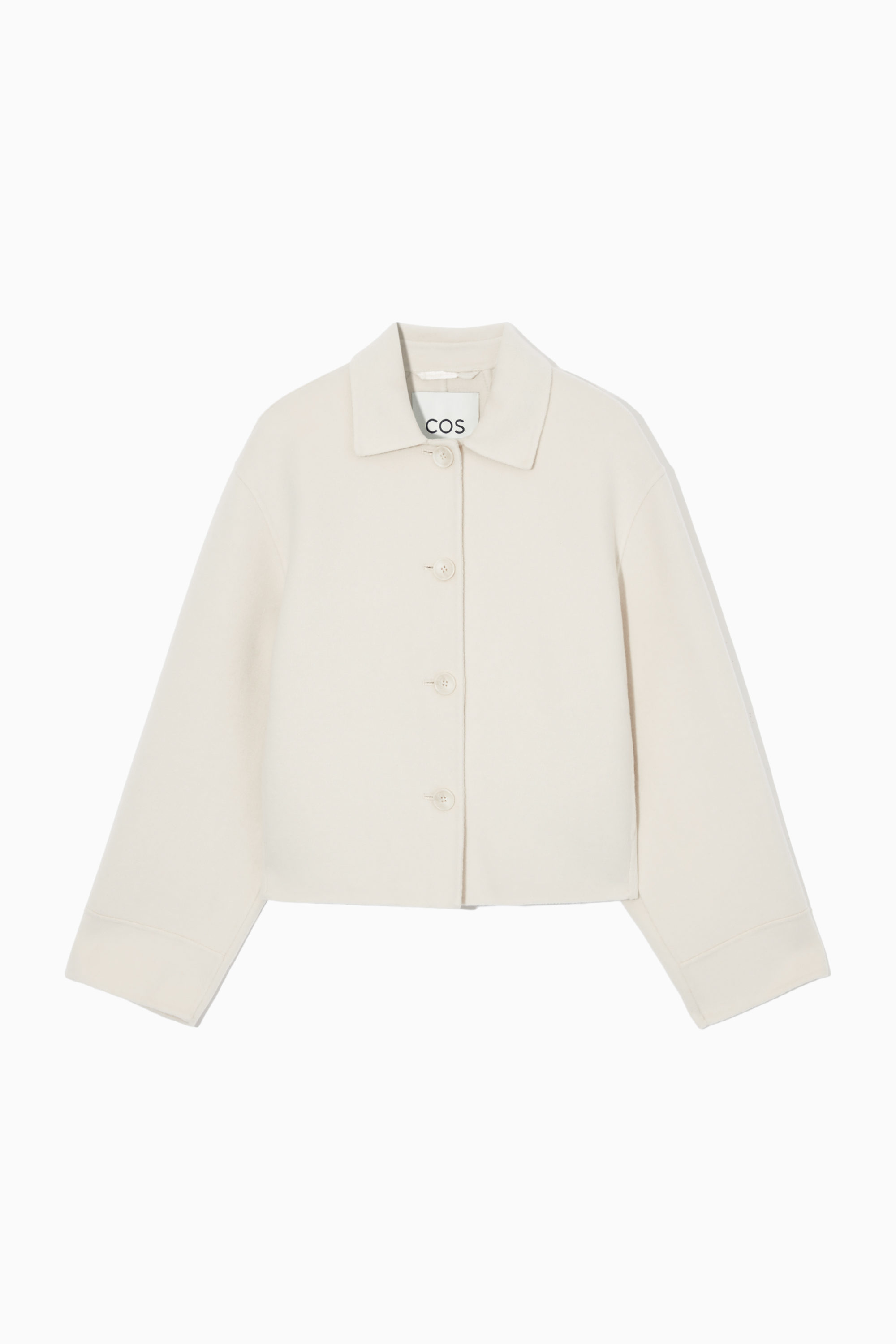 BOXY DOUBLE-FACED WOOL JACKET - WHITE