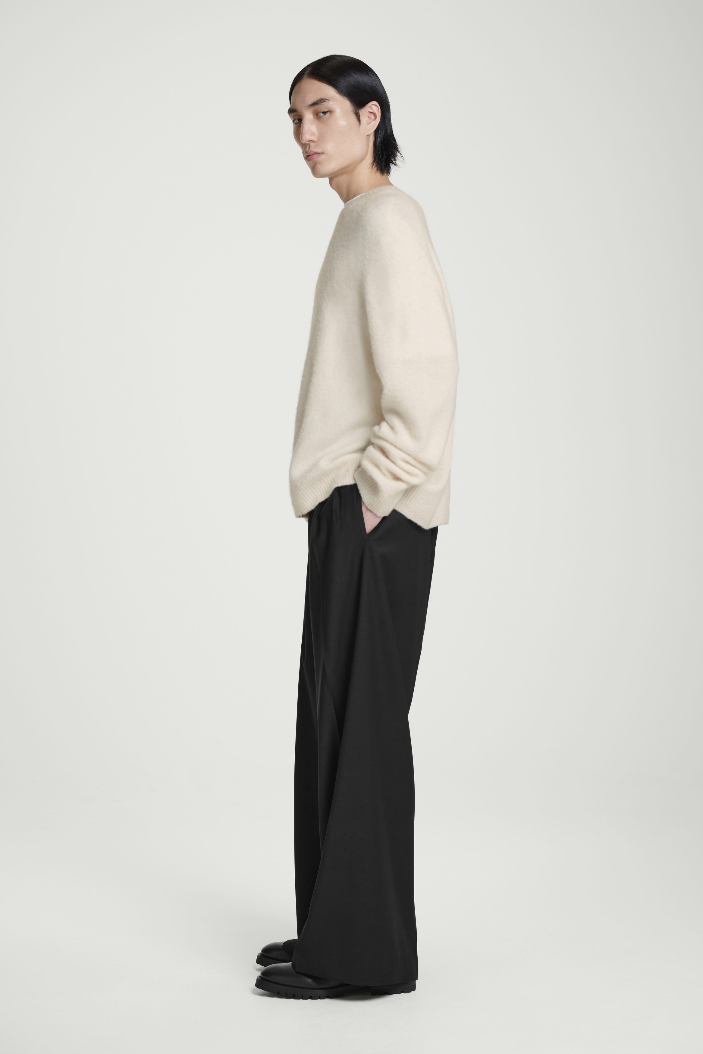 BRUSHED-WOOL CREW-NECK JUMPER - OFF-WHITE BRUSHED-WOOL CREW-NECK JUMPER - OFF-WHITE