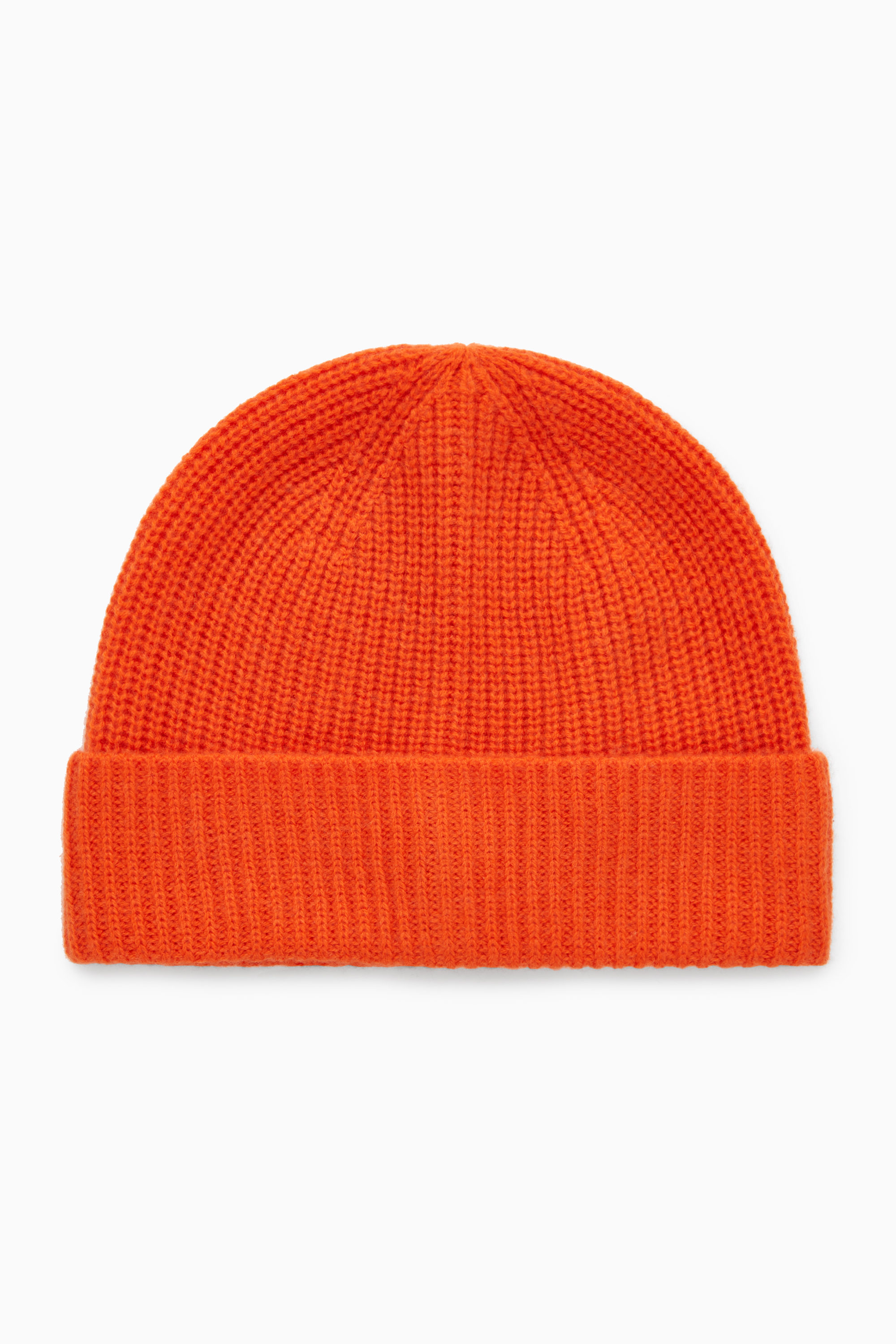 RIBBED WOOL AND CASHMERE BEANIE - BRIGHT ORANGE RIBBED WOOL AND CASHMERE BEANIE - BRIGHT ORANGE