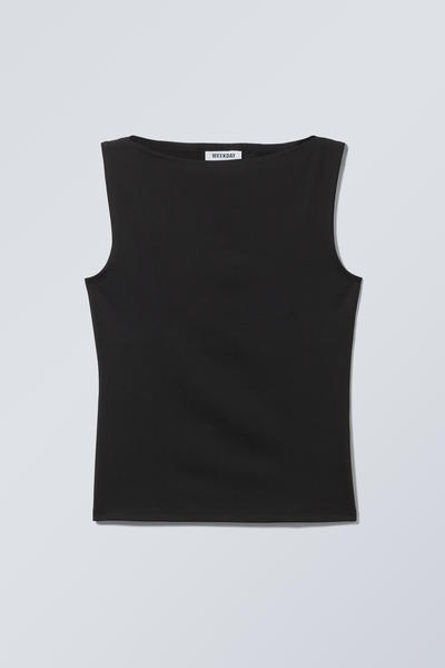 annie sleeveless boat-neck top - Black | Weekday GB
