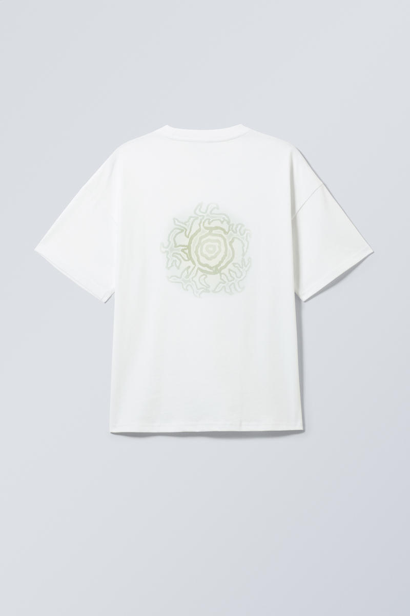 great boxy printed graphic tee - White - Green Symbol | Weekday WW