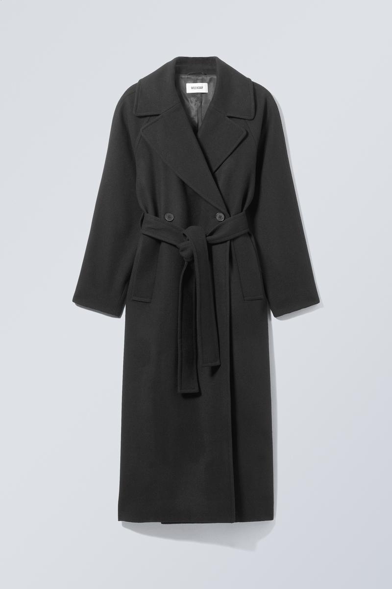 kia oversized wool blend coat - Black | Weekday EU