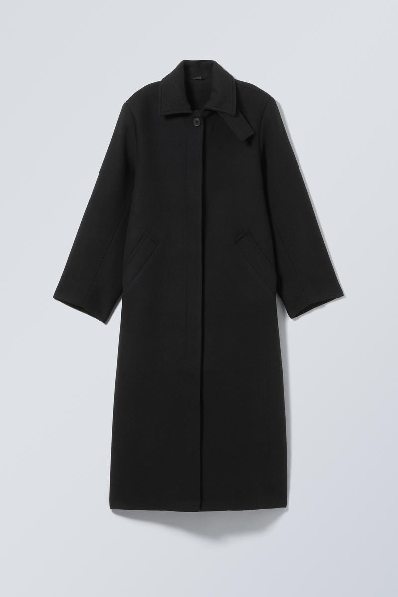 long oversized wool-blend coat - Black | Weekday GB