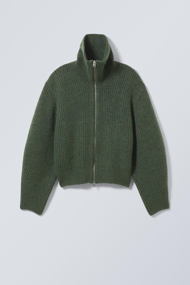 bea zip cardigan - Dark Green | Weekday EU