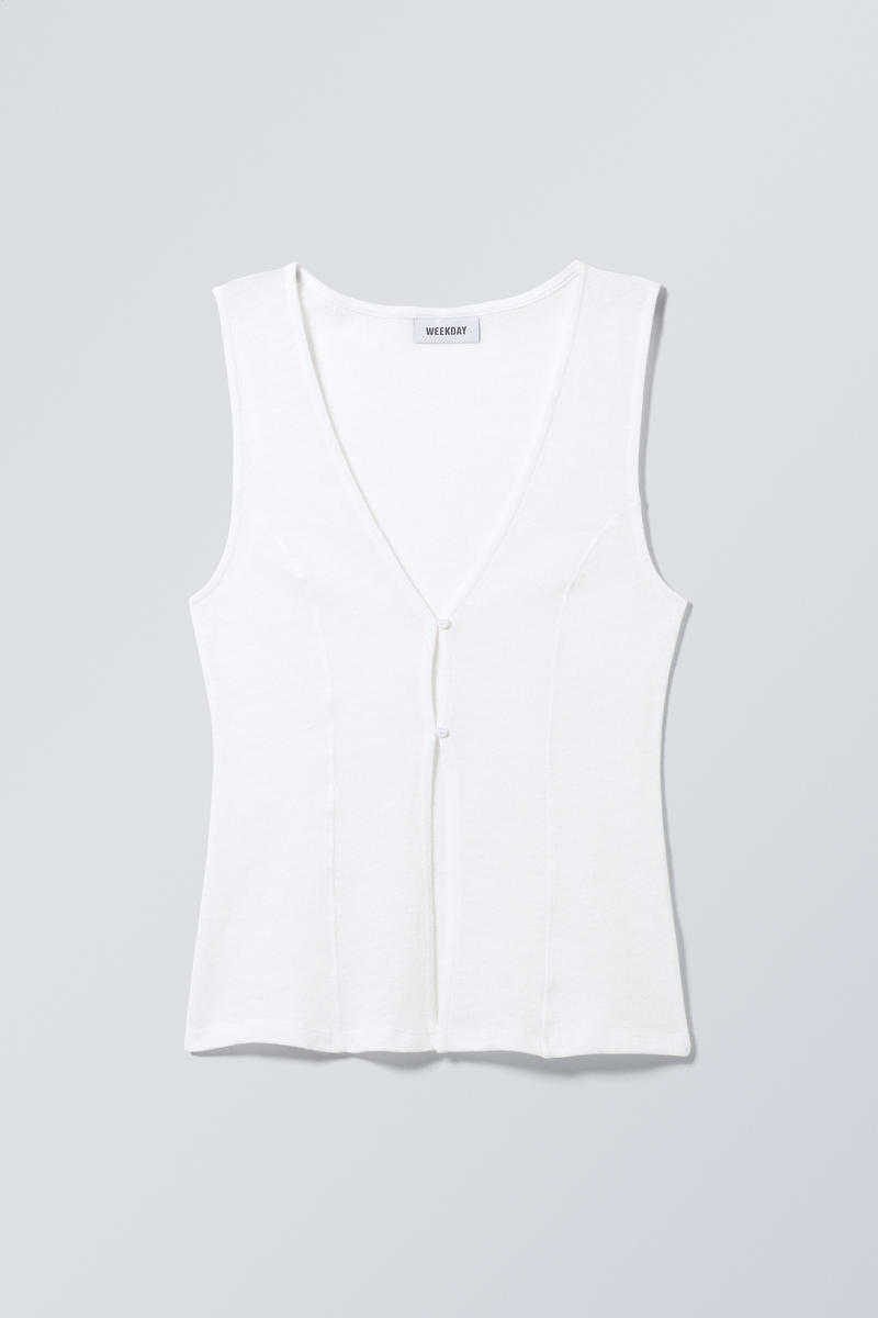 fitted button vest top - White | Weekday GB