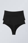 2-pack soft high rise thongs - Black | Weekday WW