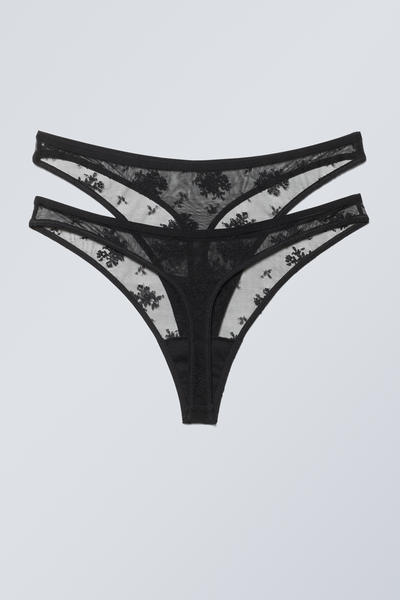 2-pack ash lace thong - Black Lace | Weekday EU