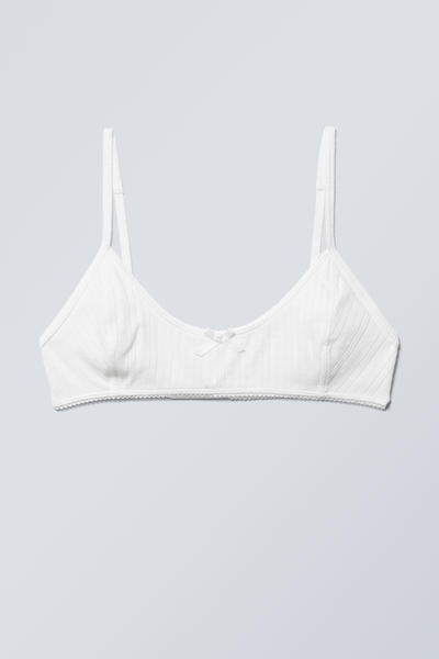 pointelle scooped cotton bra - White | Weekday EU