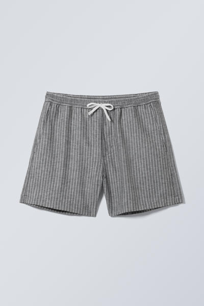 striped linen blend shorts - Black Stripe | Weekday WW