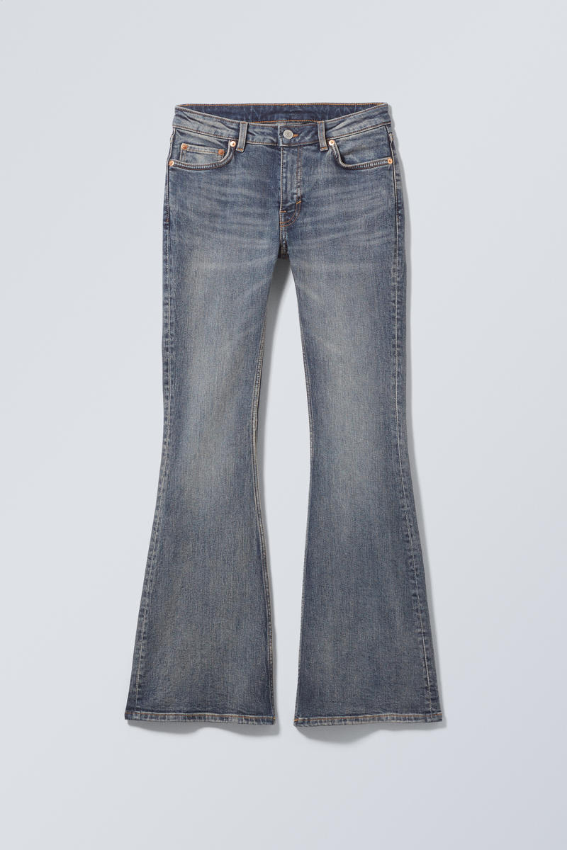 flame low rise slim flared leg jeans - Metro Blue - Medium Blue ...