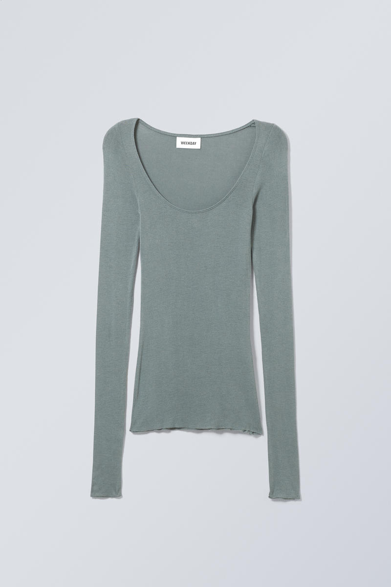 tea sheer long sleeve top - Dusty Turquoise | Weekday WW