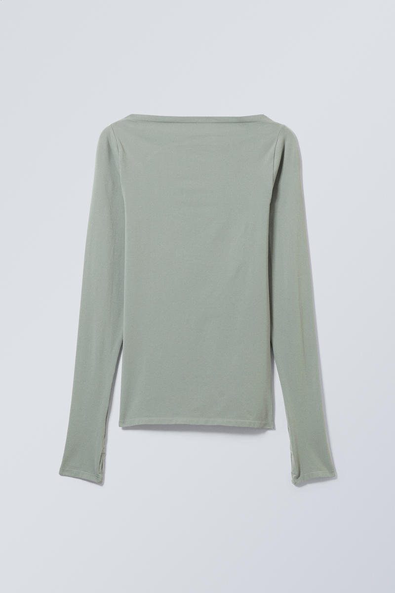 open back seamless longsleeve top - Dusty Green | Weekday GB
