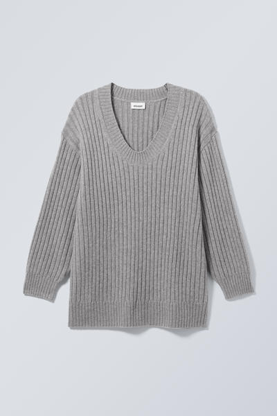 eden oversized wool blend sweater - Grey | Weekday WW