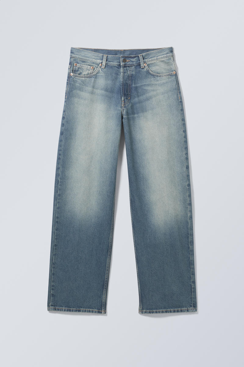 sphere low rise loose straight leg jeans - Jackpot Blue - Medium Blue ...