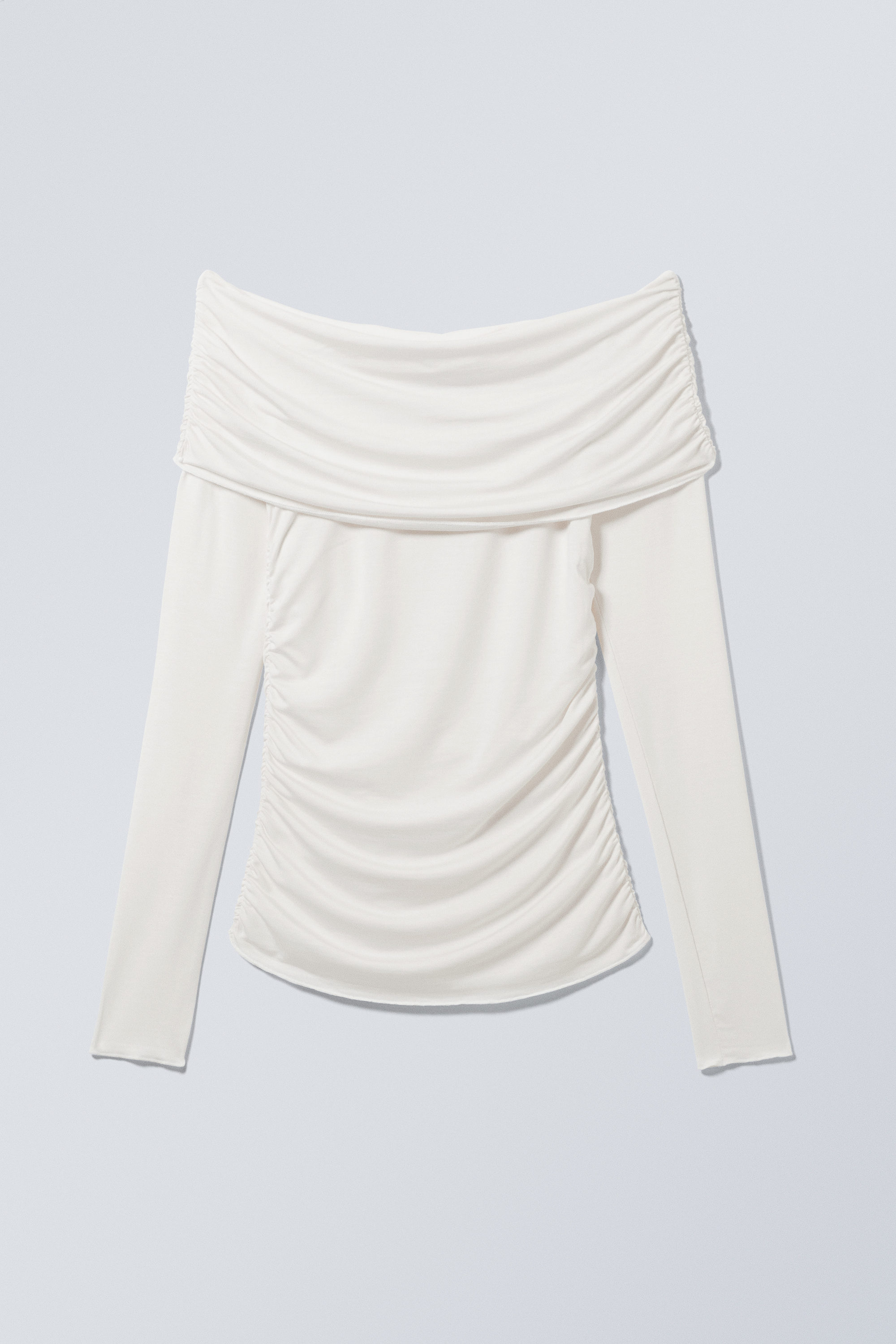 Folded Off Shoulder Long Sleeve Top White Weekday Gb