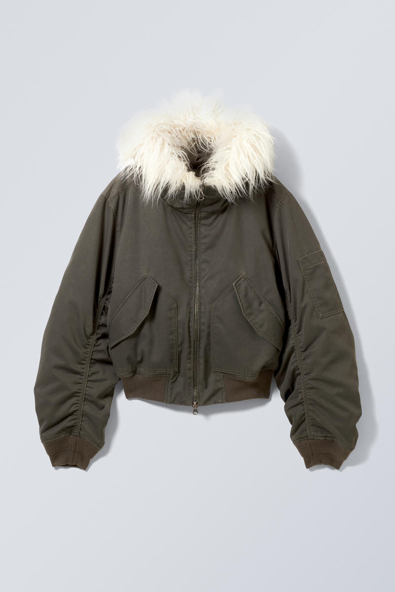 washed bomber jacket - Washed Dark Grey | Weekday DK