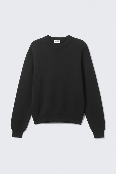 regular knitted cotton sweater - Black | Weekday GB