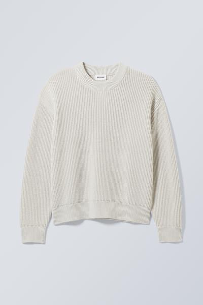 regular heavy knit sweater - Ecru | Weekday GB