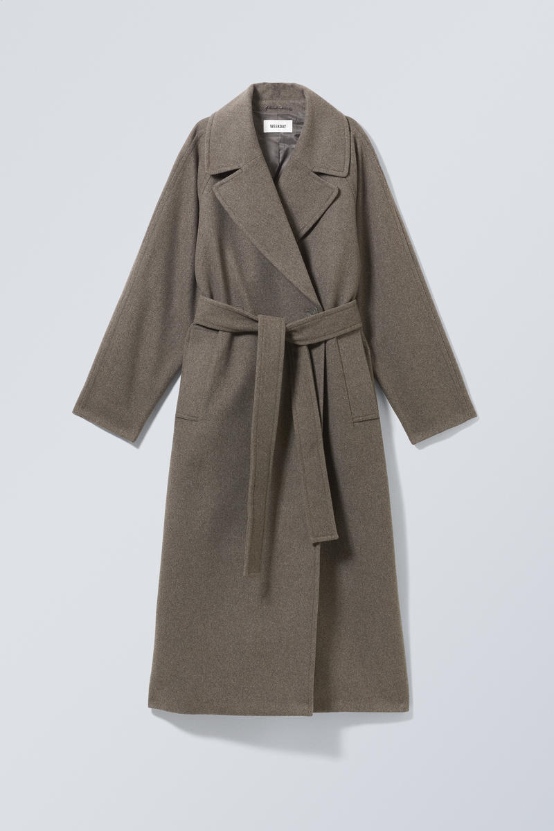 kia oversized wool blend coat - Taupe | Weekday EU