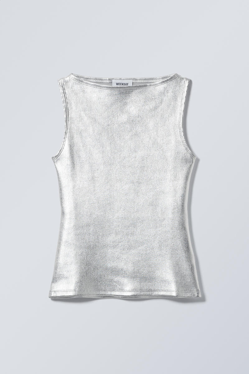 annie silver boat-neck top - Silver | Weekday DK