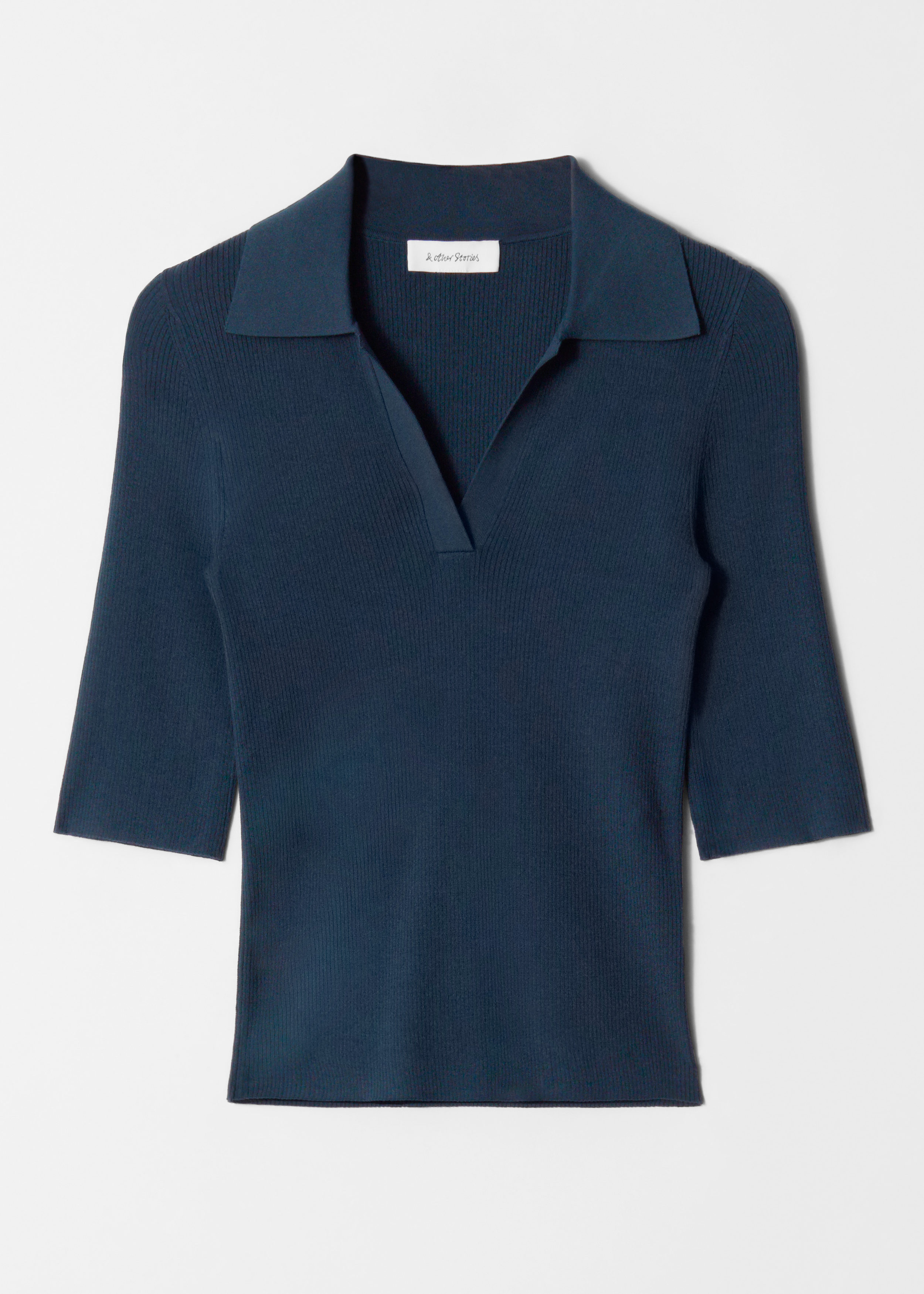 Collared Short-Sleeve Top - Dark Blue - & Other Stories GG