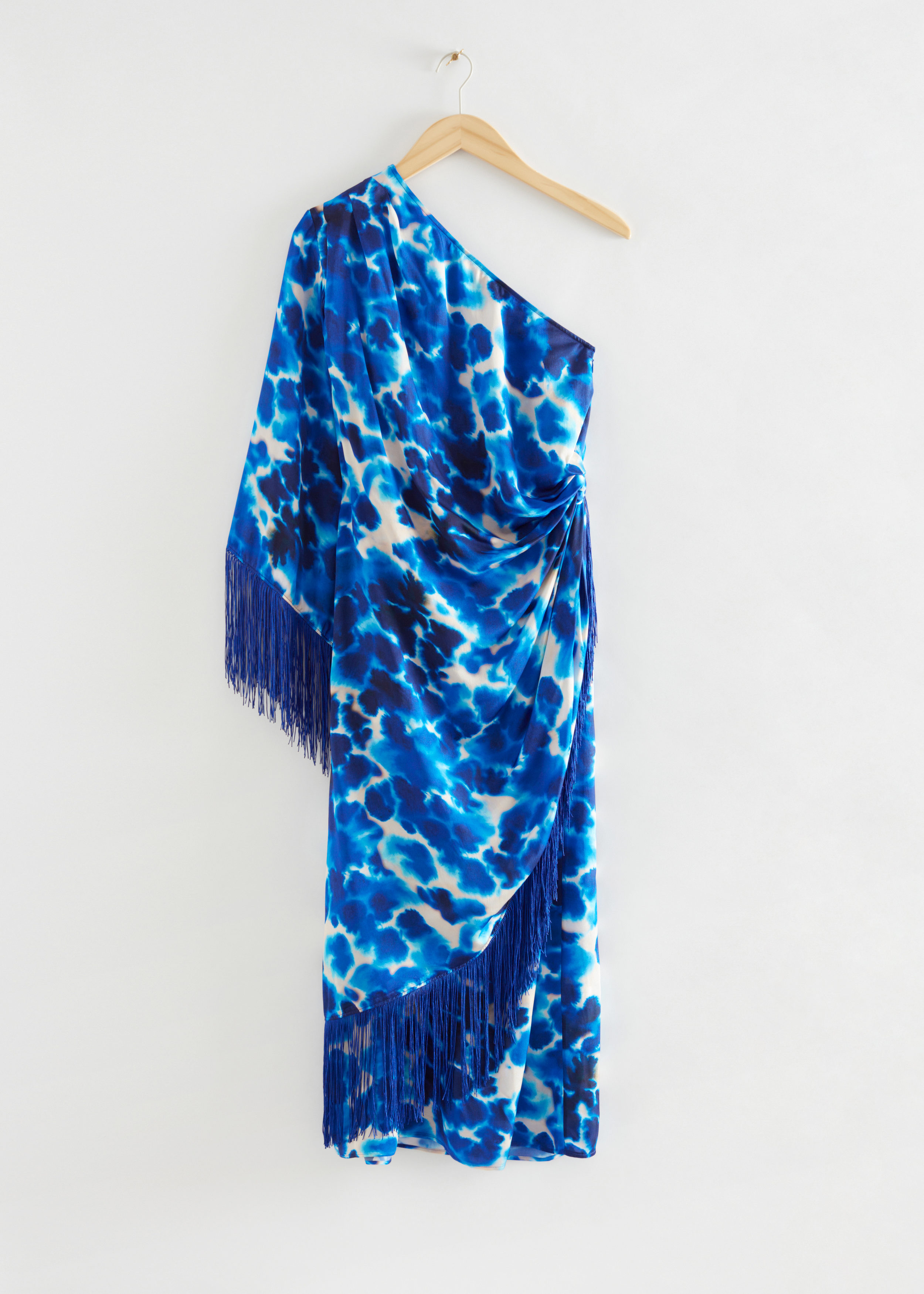 Loose Ayssemetric Fringed Wrap Dress - Blue Patterned - & Other Stories AD