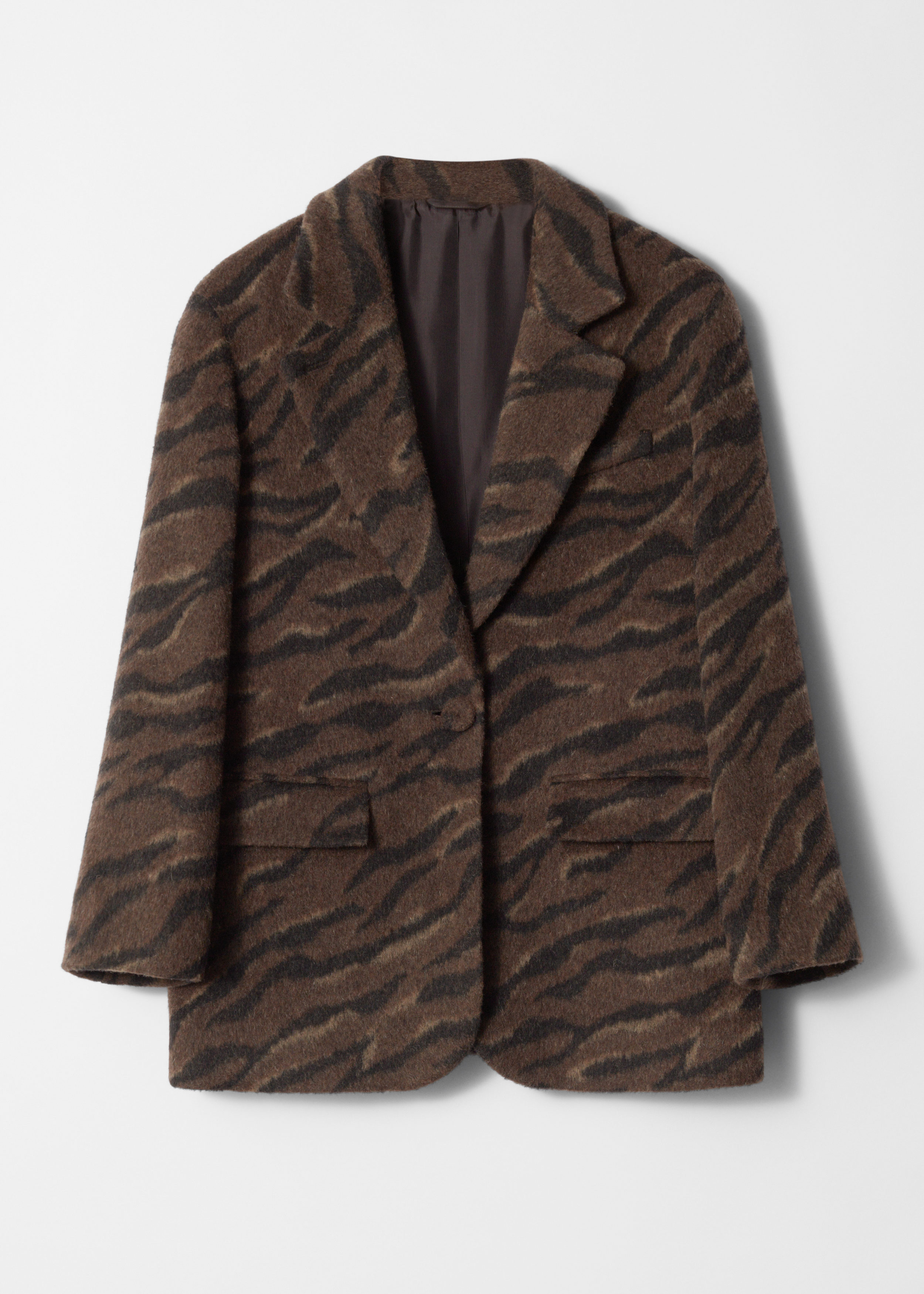 Single-Breasted Wool Blazer - Brown Tiger Stripe - & Other Stories US