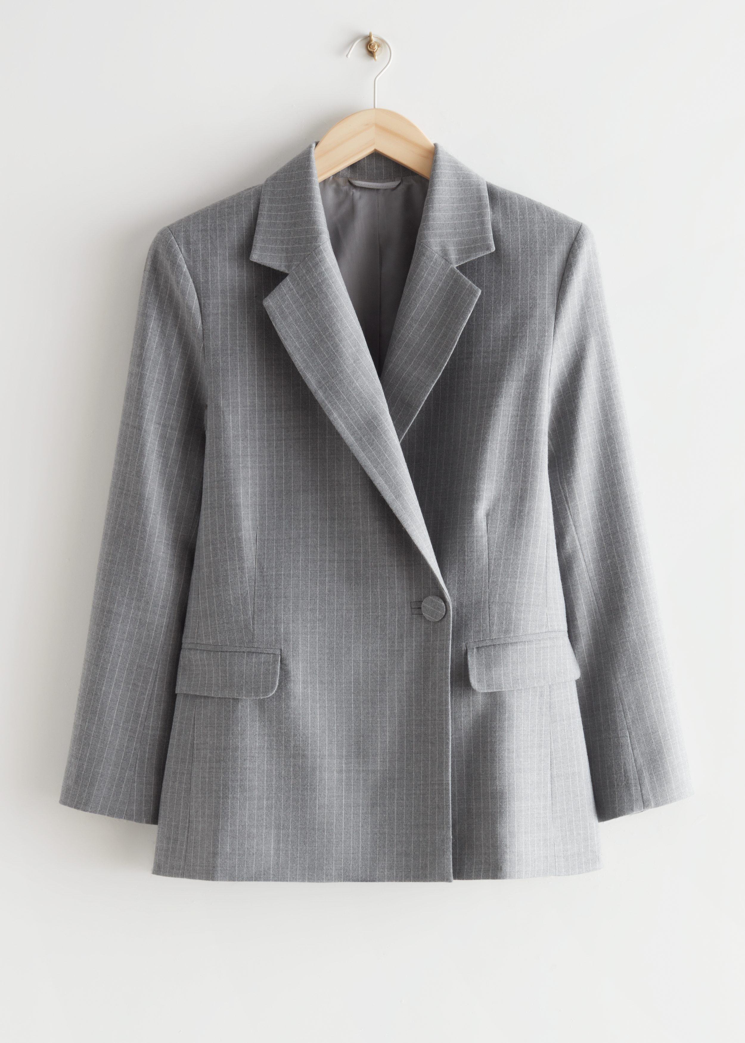 Oversized Single Button Blazer - Grey Pinstripe - & Other Stories BE