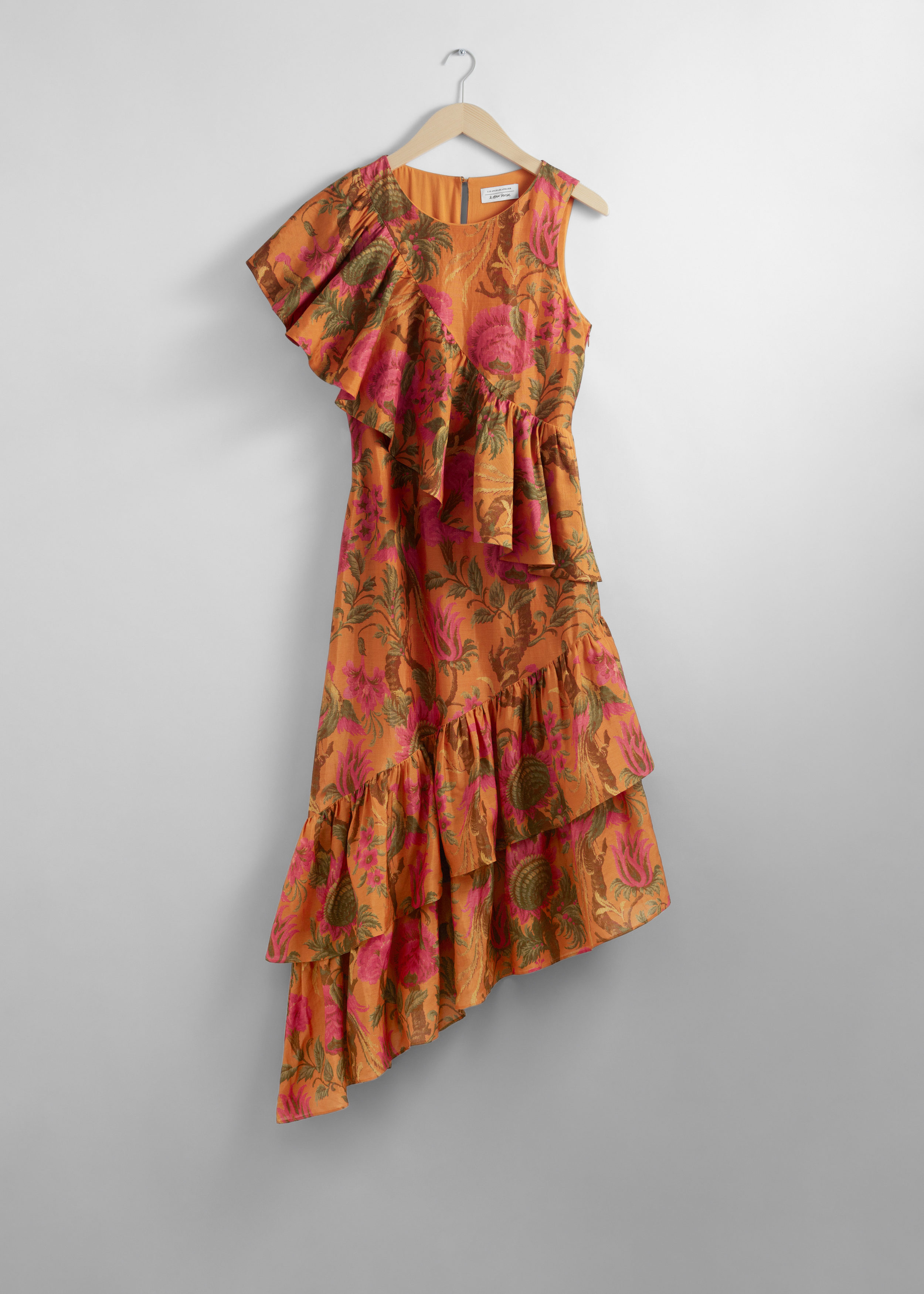 Cascading Ruffle Midi Dress - Orange Print - & Other Stories US