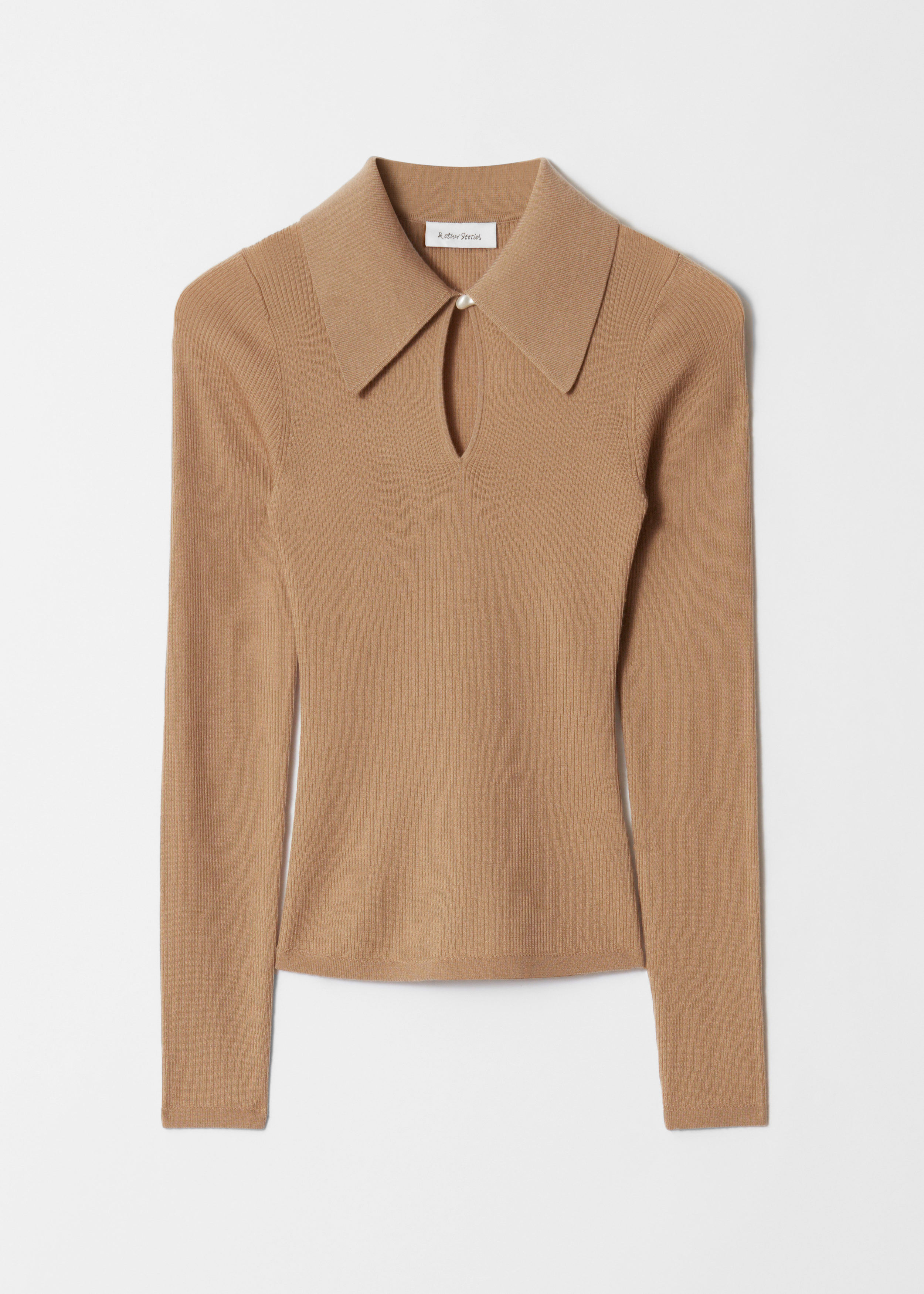 Topp med krage och nyckelhålsöppning – Brun – Long sleeve tops – & Other Stories SE