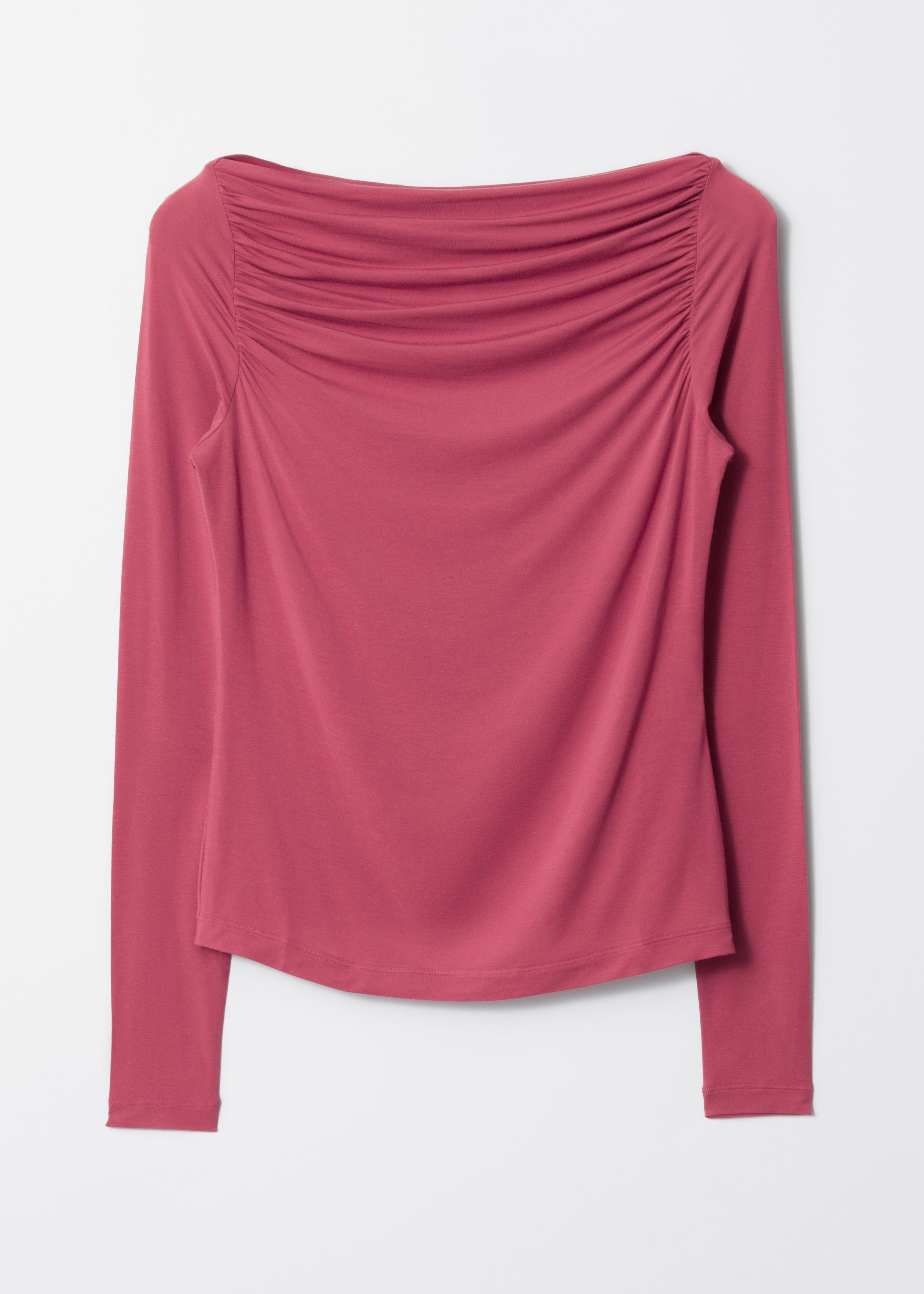 Draperad topp med båtringning – Röd – Long sleeve tops – & Other Stories SE