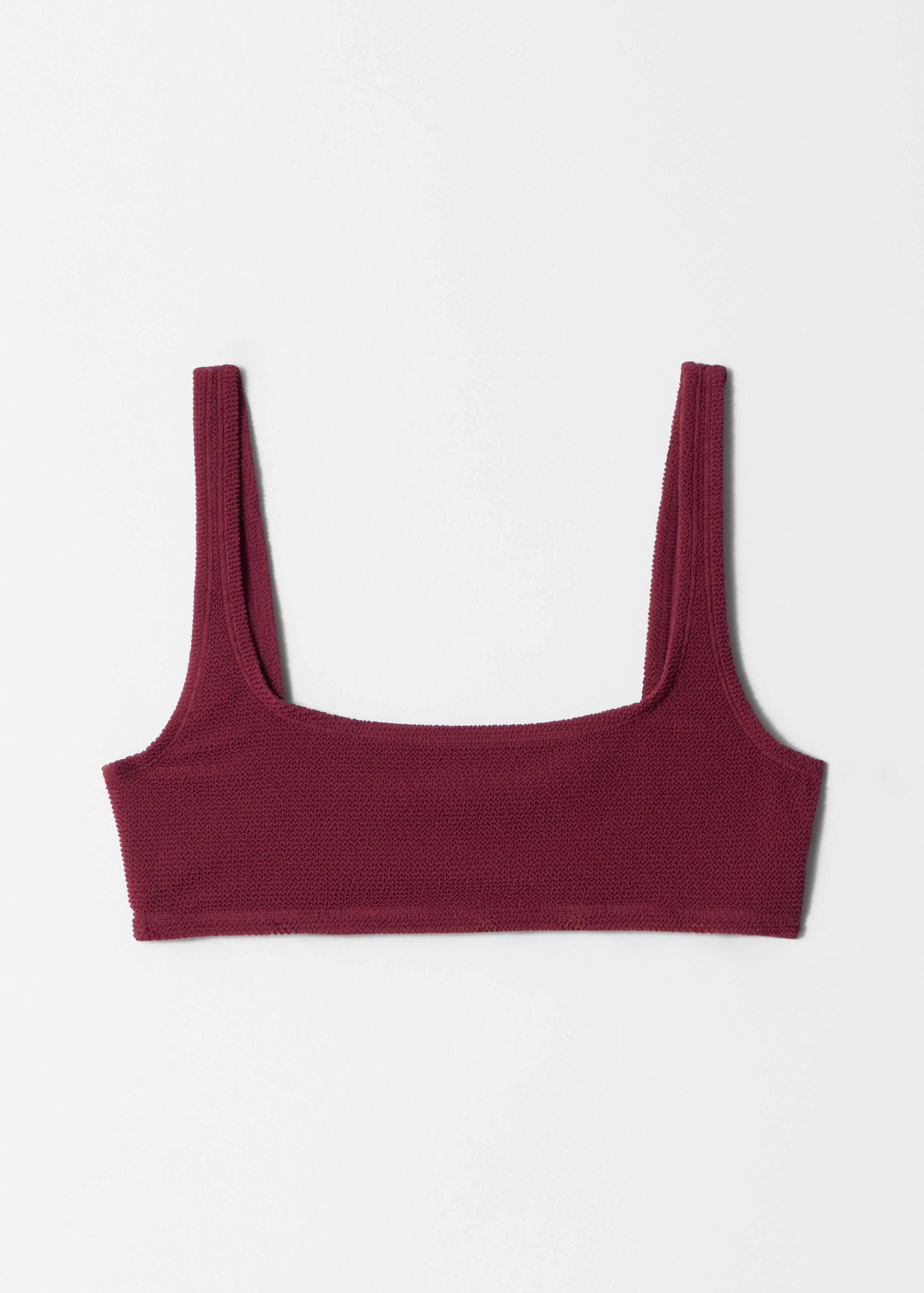 Textured Square-Neck Bikini Top - Burgundy - & Other Stories GB