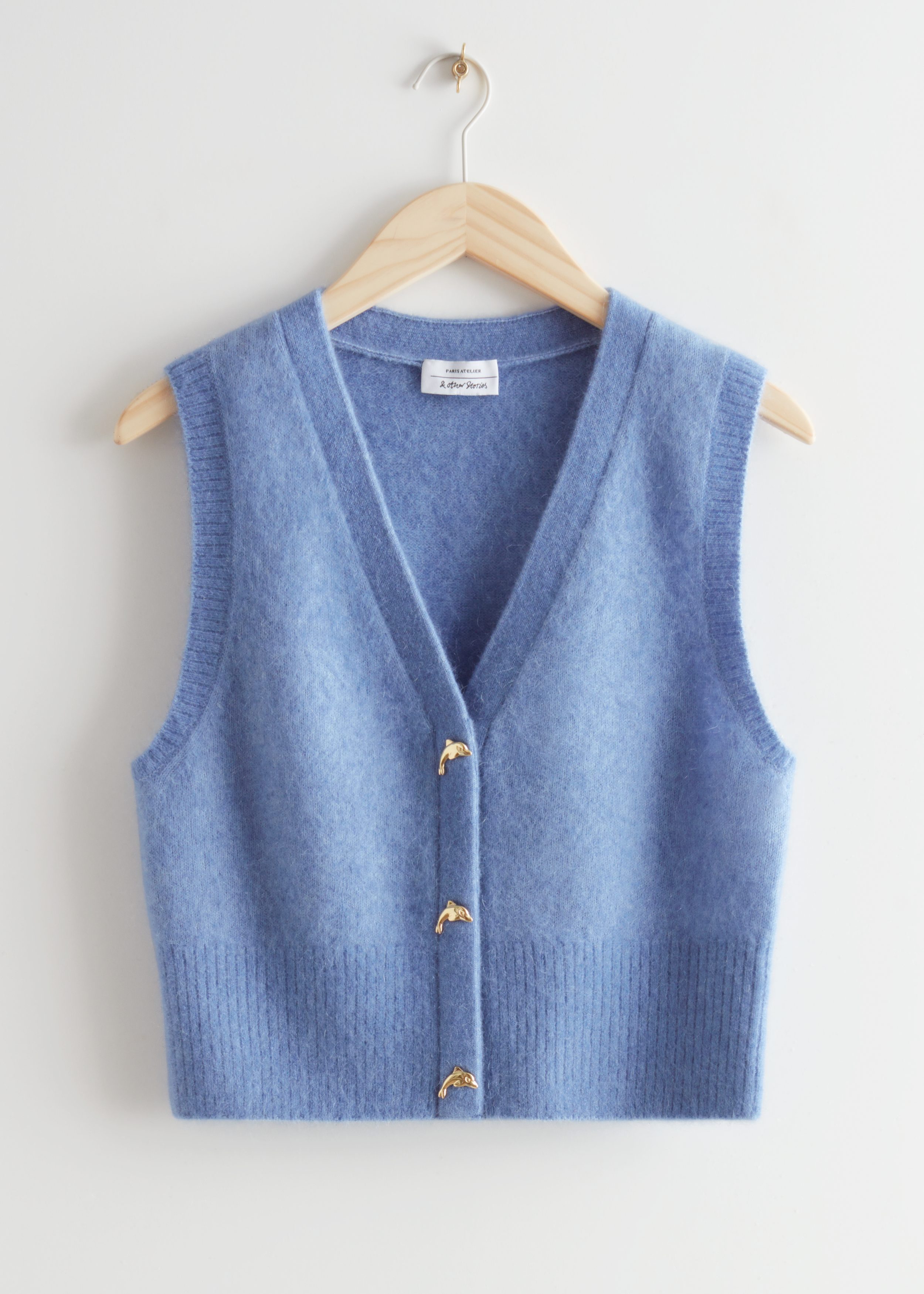 Dolphin Button Knit Vest - Blue - & Other Stories GB