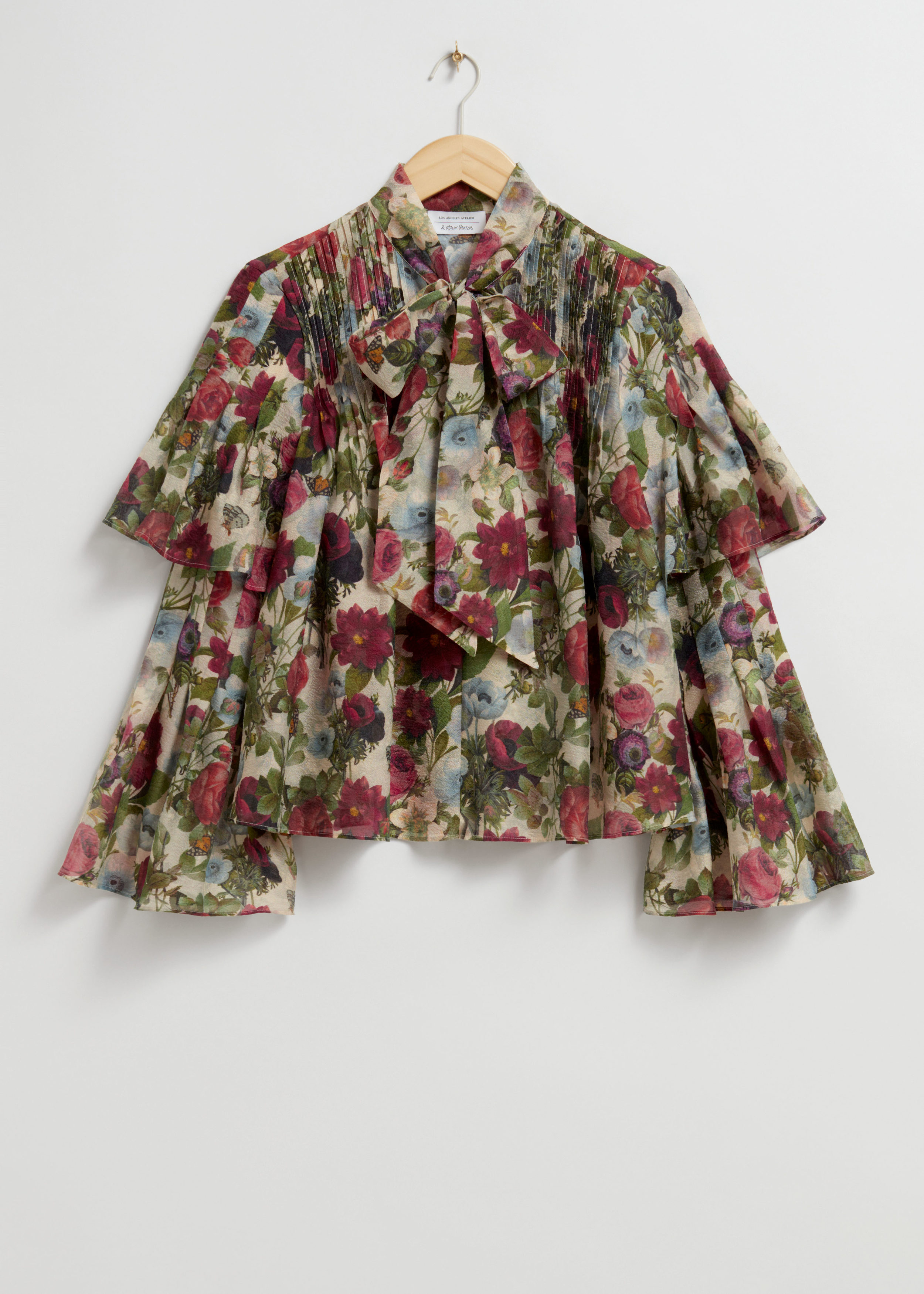 Bell Sleeve Organza Blouse - Red/Blue/Green - & Other Stories US
