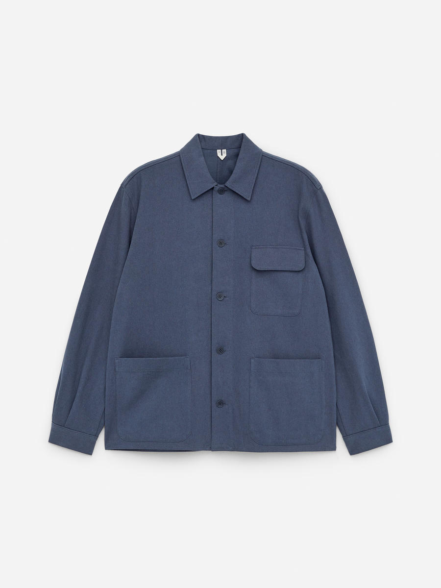 Overshirt i bomull och linne – Blå – Men – ARKET SE