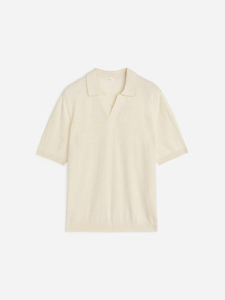 Cotton Linen Polo Shirt – Off White – Men – ARKET DK