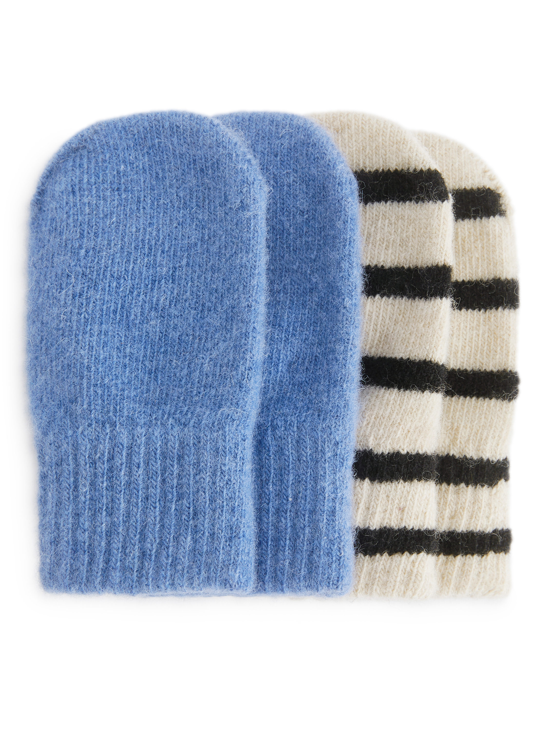 Wool-Blend Baby Mittens – Blue/Off White – ARKET GB