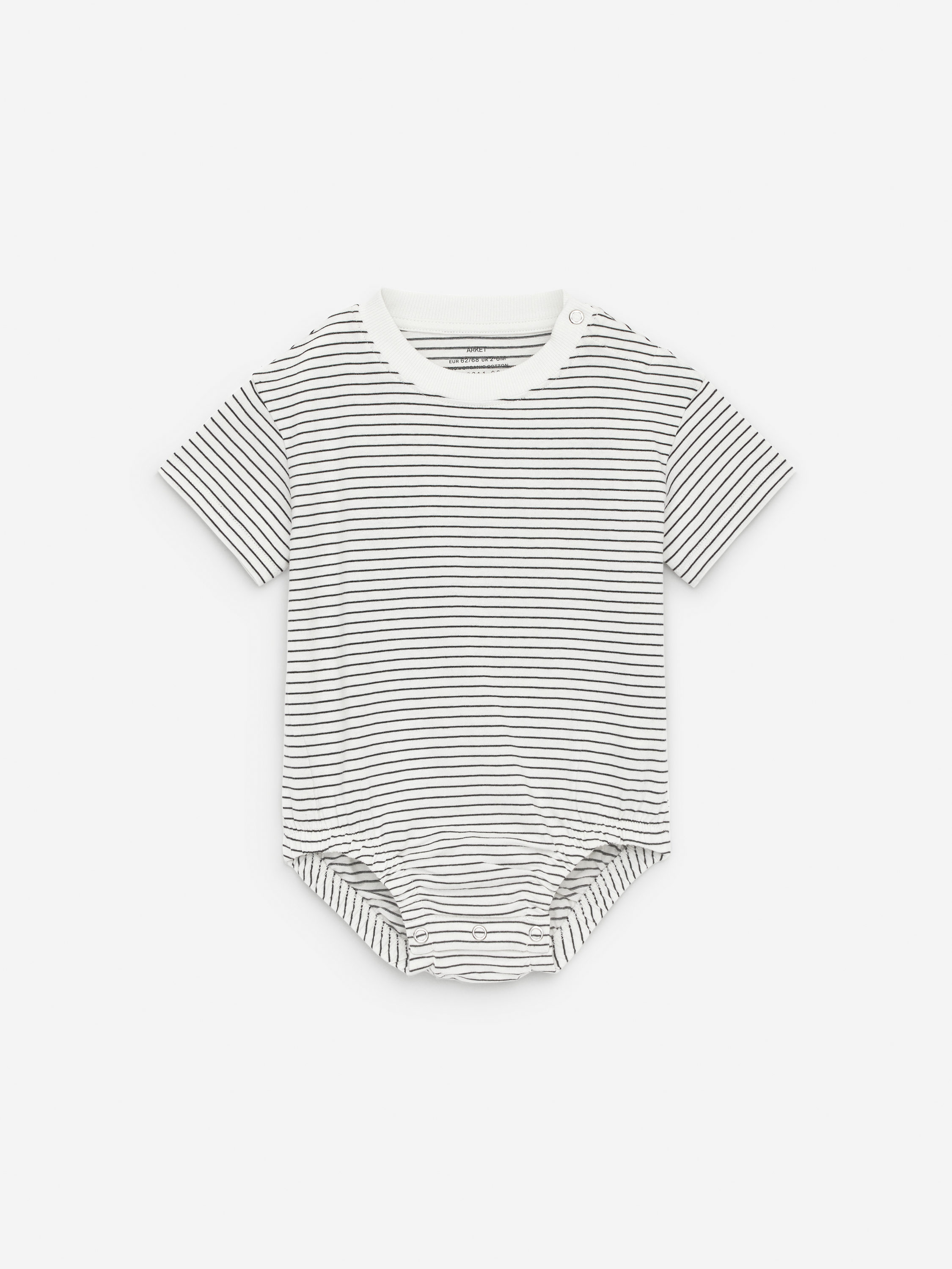 Short-Sleeved Jersey Romper – White/Black – ARKET WW