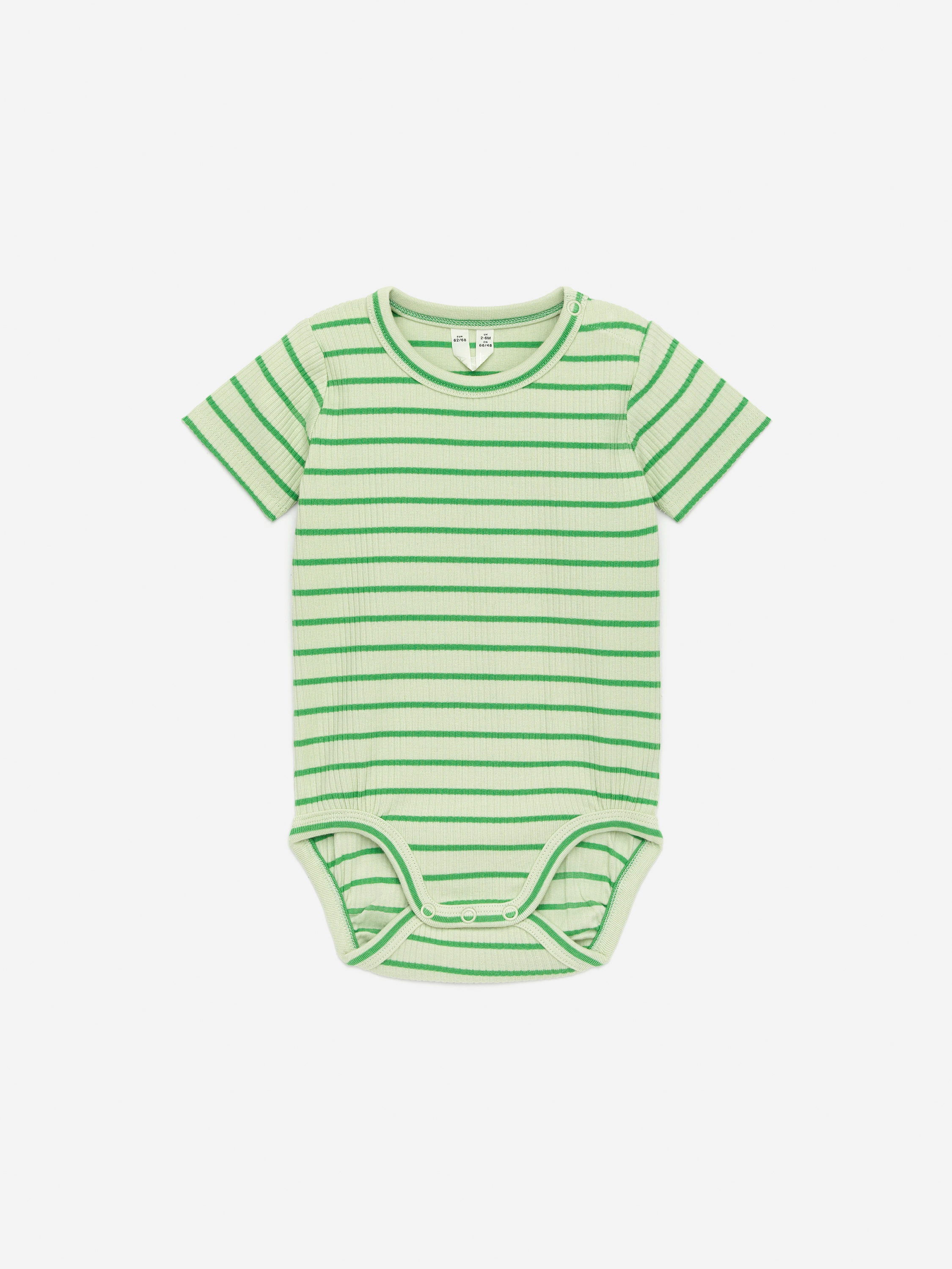 Short-Sleeved Cotton Bodysuit – Green/Striped – ARKET WW