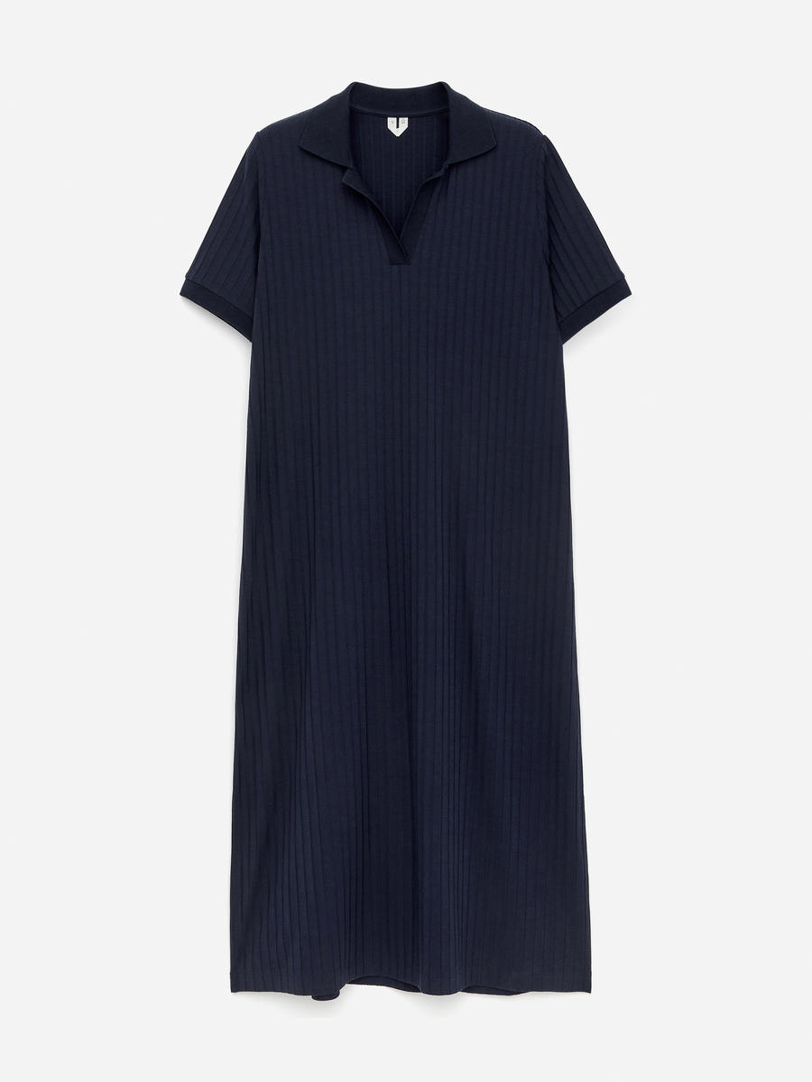 Robe polo en maille côtelée – Bleu foncé – Femme – ARKET FR