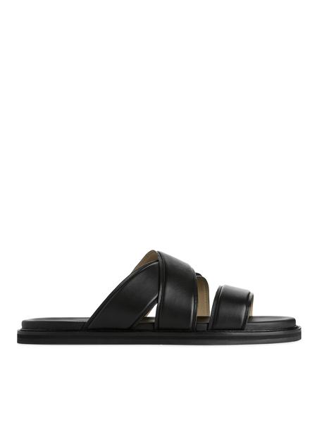 Leather Slide Sandals – Black – Men – ARKET DK